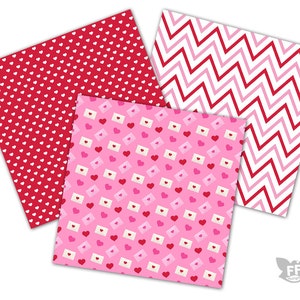 Valentine's Day Digital Paper, Valentine Papers Love Letter Heart Red ...