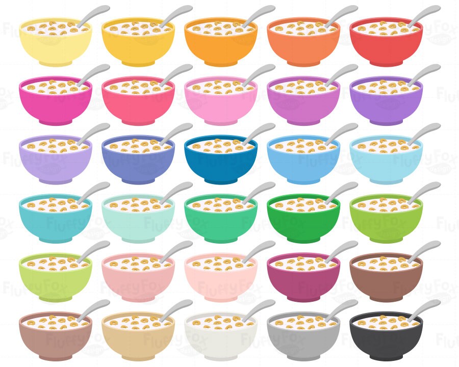 Cereal Bowl Clipart Breakfast Clip Art Food Meal Diet Bowls | Etsy UK