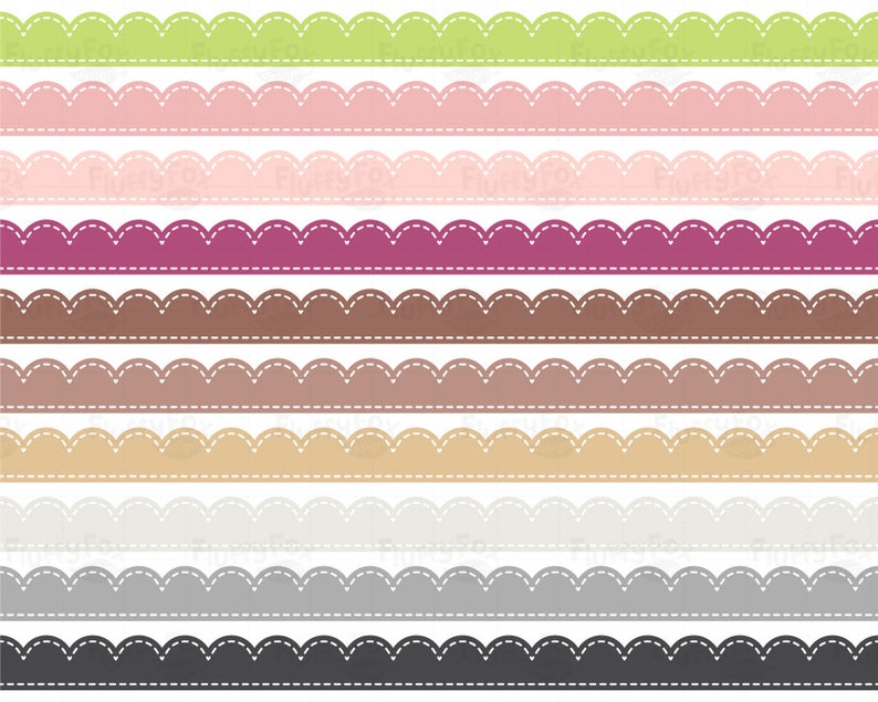 Stitched Scalloped Border Clipart Scallop Borders Stitches - Etsy