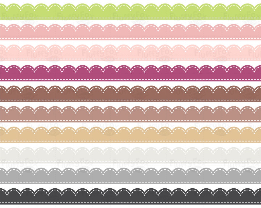 Stitched Scalloped Border Clipart Scallop Borders Stitches - Etsy