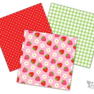 Strawberry Digital Paper, Strawberries Papers, Seamless Pattern ...