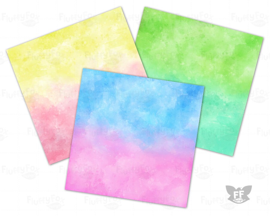 Ombre Watercolor Digital Paper Bright & Soft Color | Etsy