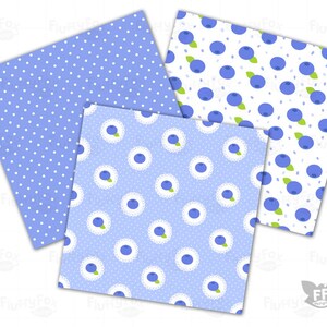 Blueberry Digital Paper, Blueberries Papers, Berry Seamless Pattern ...