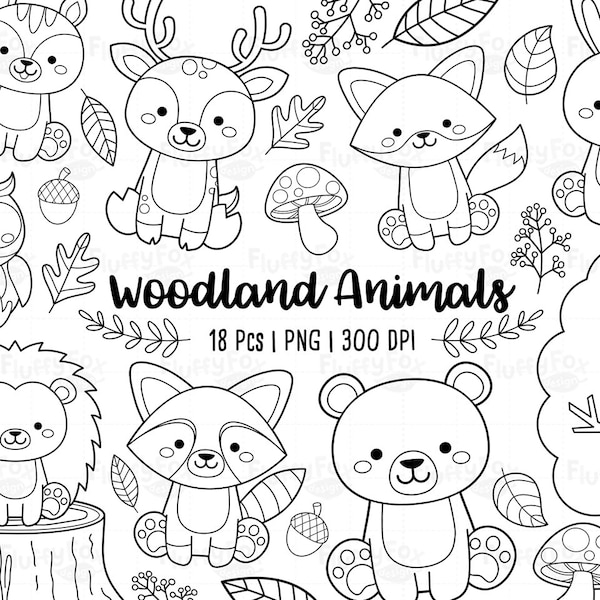 Coloring Woodland Animals Svg - Etsy