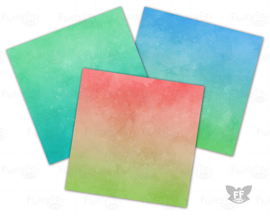 Ombre Watercolor Digital Paper, Soft Color Pastel Calm Painted Texture ...