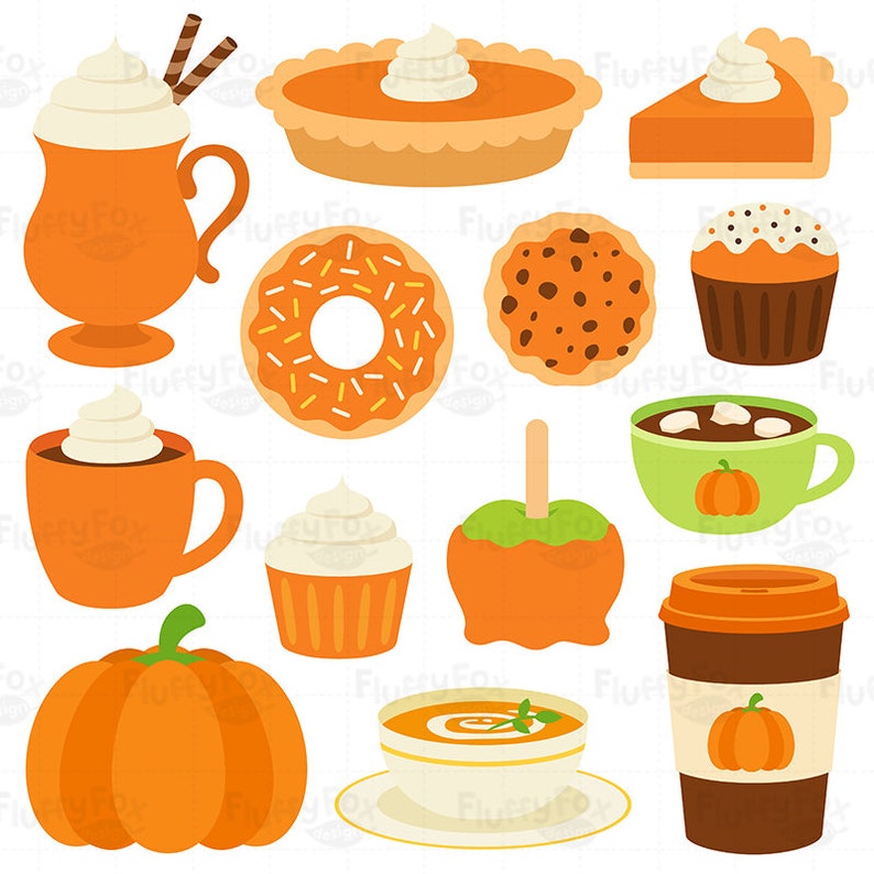 Pumpkin Spice Clipart Autumn Treats Clip Art Tasty Fall Food - Etsy Ireland