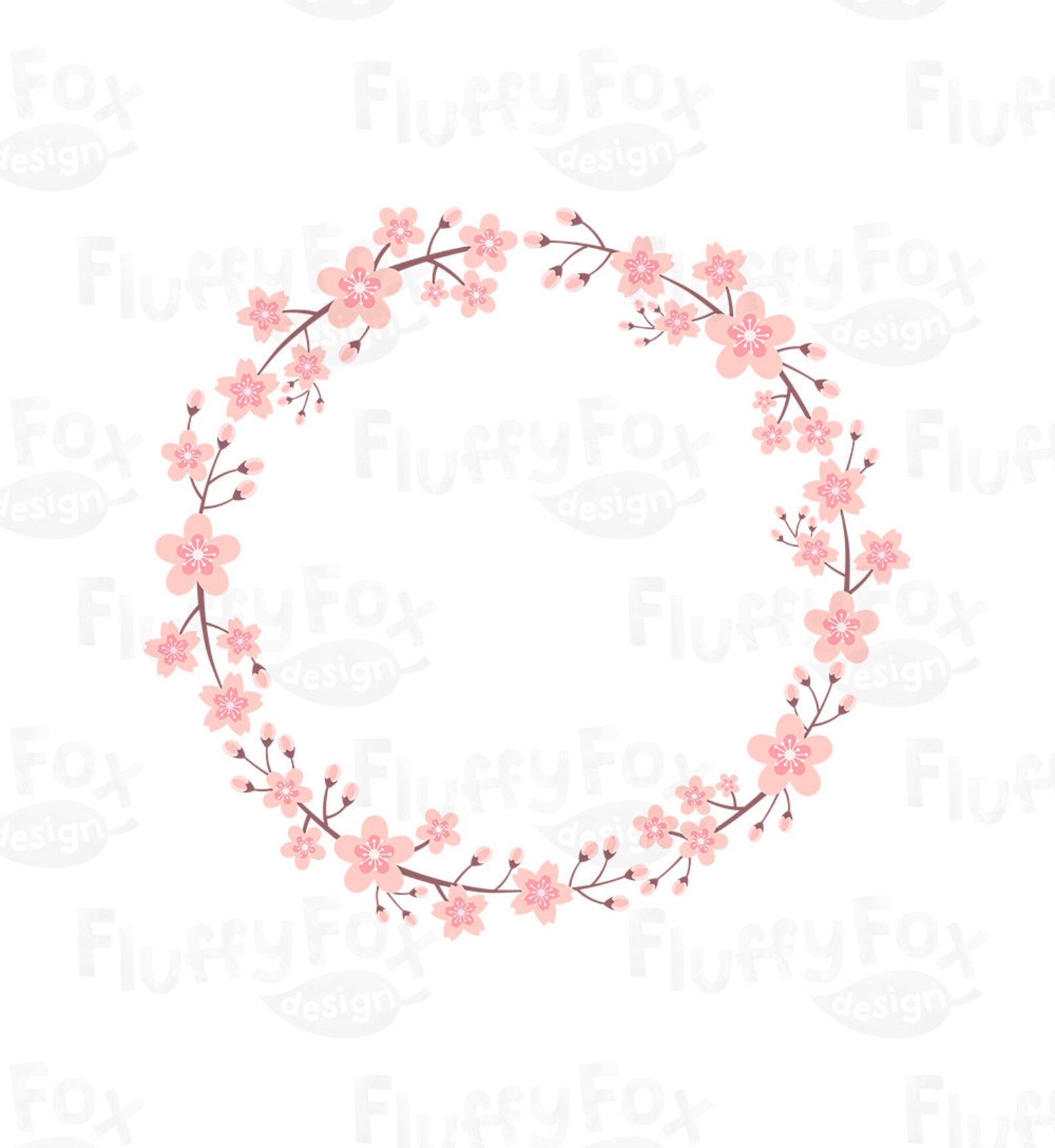 Pink Floral Clipart Set, Banner Border Bunting Frame Wreath Flower ...