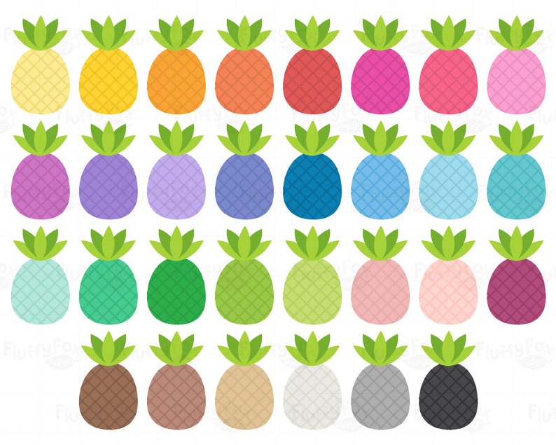 Pineapple Clipart Pineapples Clip Art Fruit Cartoon Food - Etsy