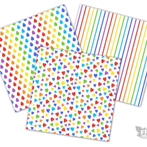 Rainbow Digital Paper, Bright Bold Color Papers, Seamless Pattern ...