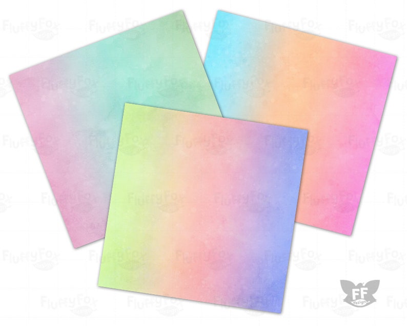 Ombre Watercolor Digital Paper, Soft Three-color Mixed Pastel Calm ...