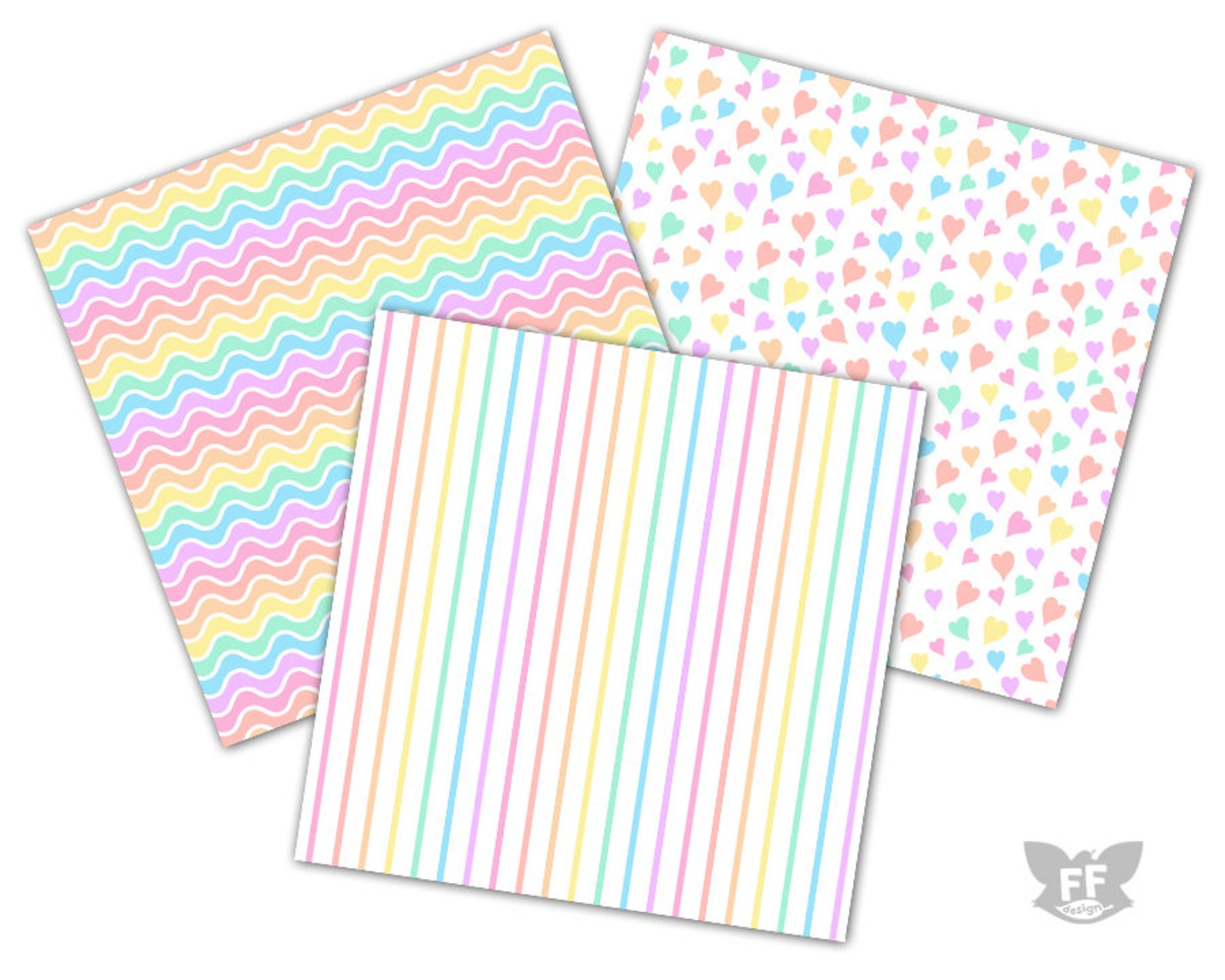 Pastel Rainbow Digital Paper, Soft Color Seamless Pattern, Colorful ...