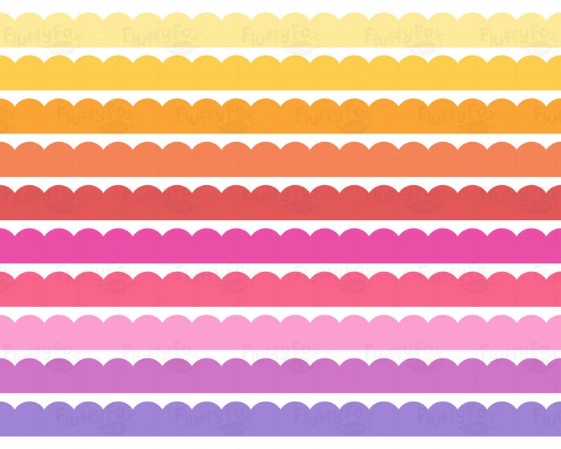 Rainbow Scalloped Border Clipart Scallop Borders Clip Art Etsy