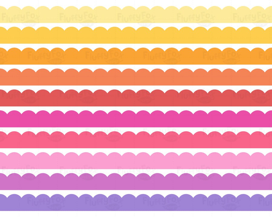 Rainbow Scalloped Border Clipart Scallop Borders Clip Art - Etsy