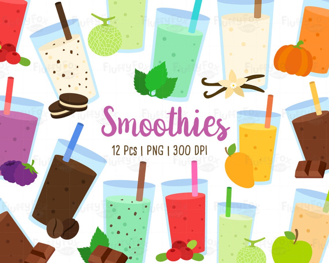 Smoothies Clipart Blended Juice Clip Art Fruit Vegetable | Etsy
