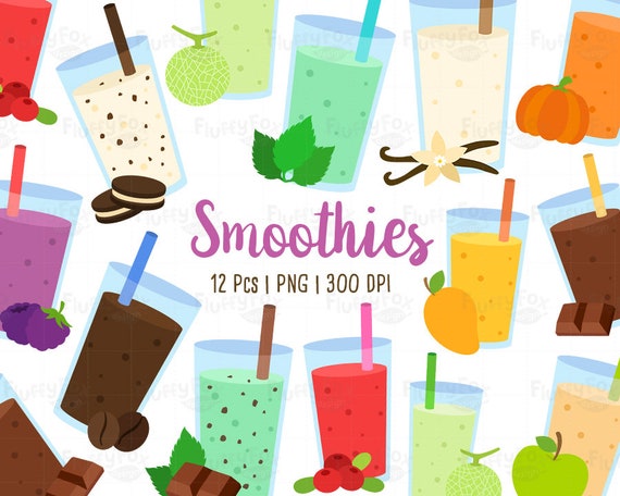 Smoothies Clipart Blended Juice Clip Art Fruit Vegetable | Etsy