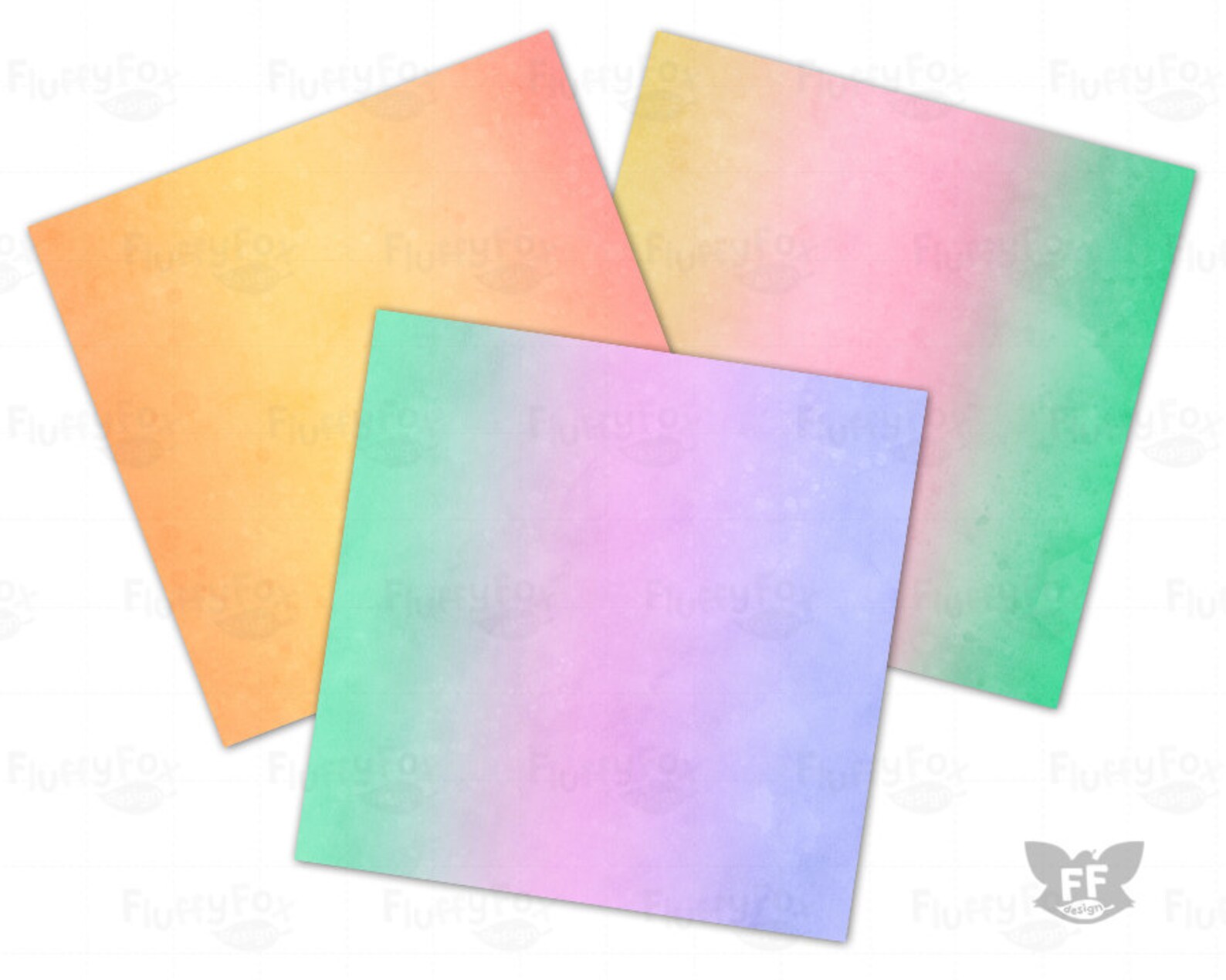 Ombre Watercolor Digital Paper, Soft Three-color Mixed Pastel Calm ...