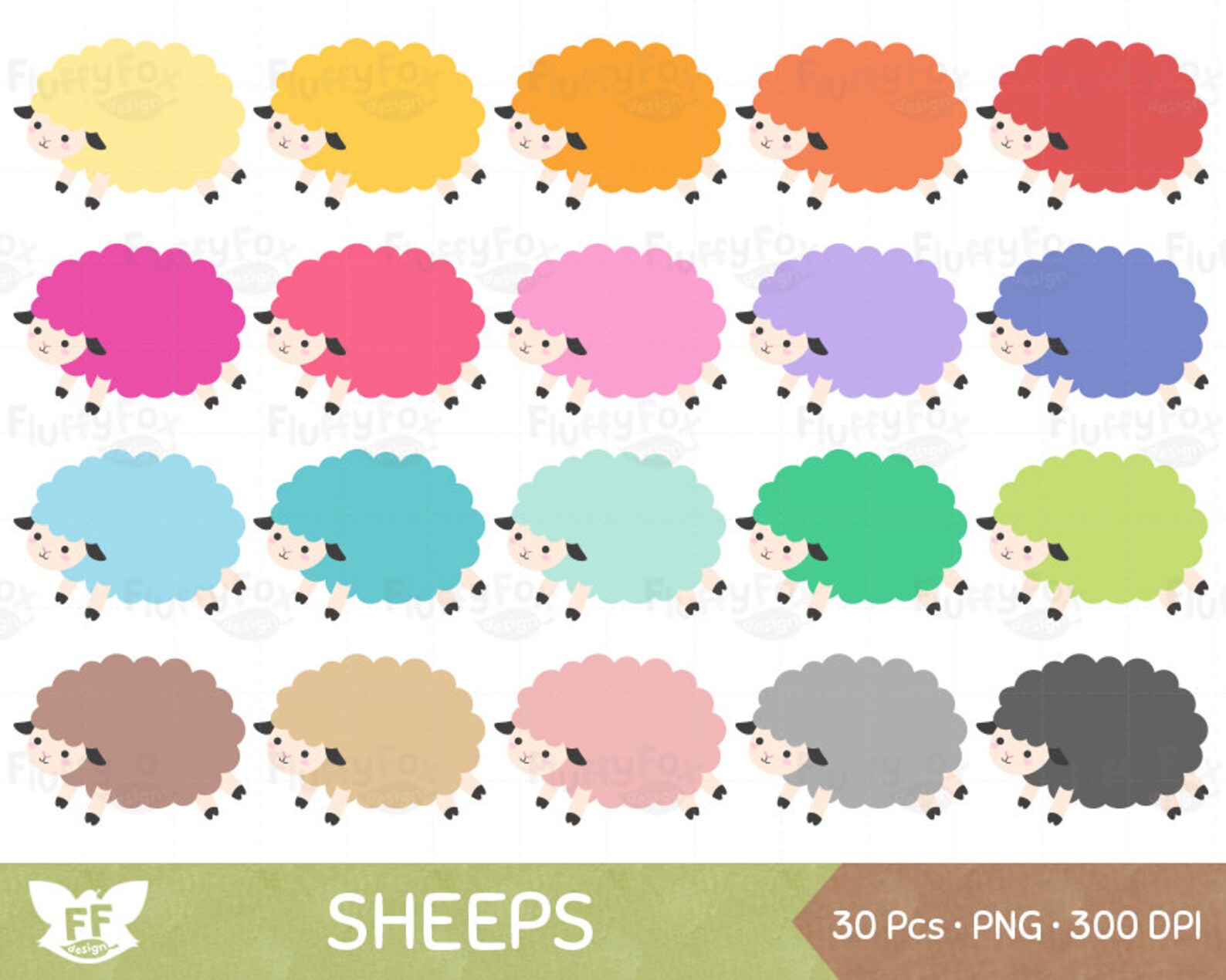 Sheep Clipart Sheeps Clip Art Lamb Wool Cartoon Farm Animal - Etsy