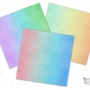 Ombre Watercolor Digital Paper, Soft Three-color Mixed Pastel Calm ...