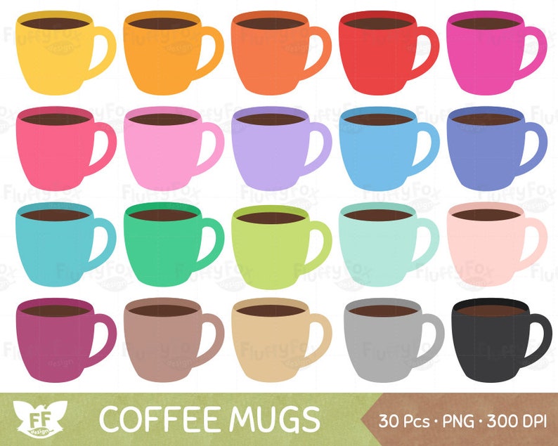 Coffee Mugs Clipart, Coffees Clip Art, Rainbow Morning Hot Tea Cup Mug ...