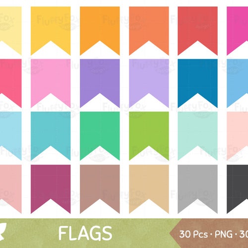 Banner Clip Art Flags Clipart Pennants Clipart Digital - Etsy