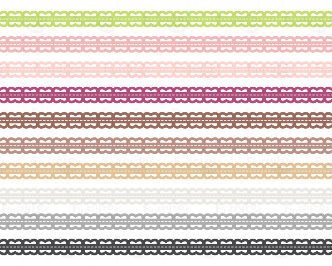 Stitched Scalloped Border Clipart Scallop Borders Stitches | Etsy