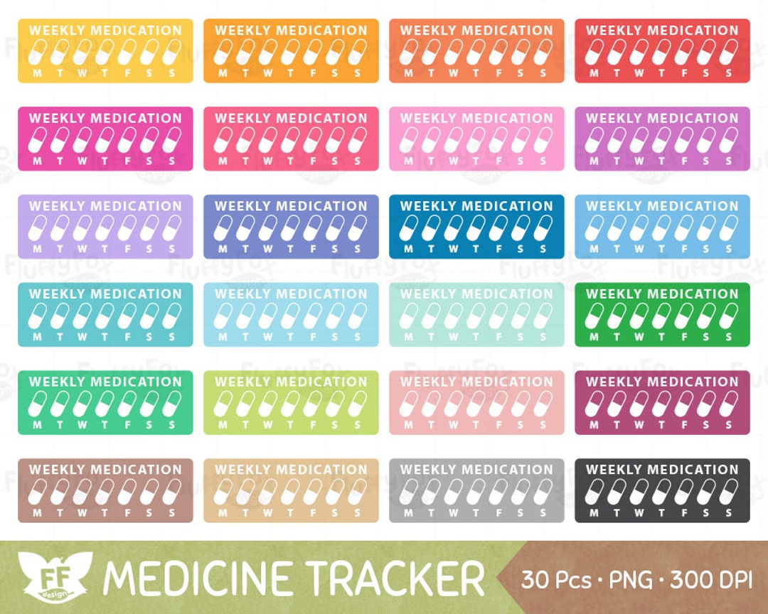 Weekly Medication Tracker Clipart, 7 Days Reminder Medicine Clip Art ...