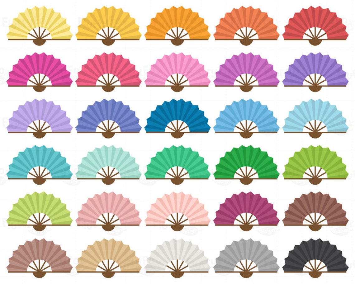 Hand Fan Clipart, Folding Fans Clip Art, Asian Oriental Japan China ...
