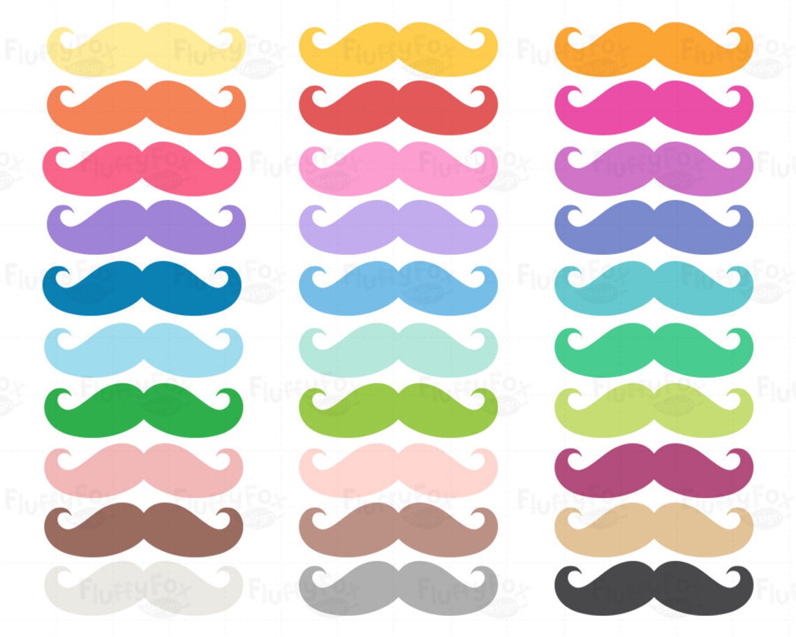 Moustache Clipart Mustache Clip Art Facial Hair Stache Sir | Etsy