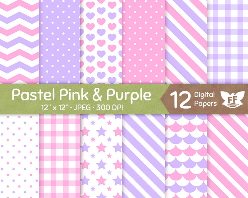 Pastel Pink and Purple Digital Paper, Seamless Pattern Tileable ...