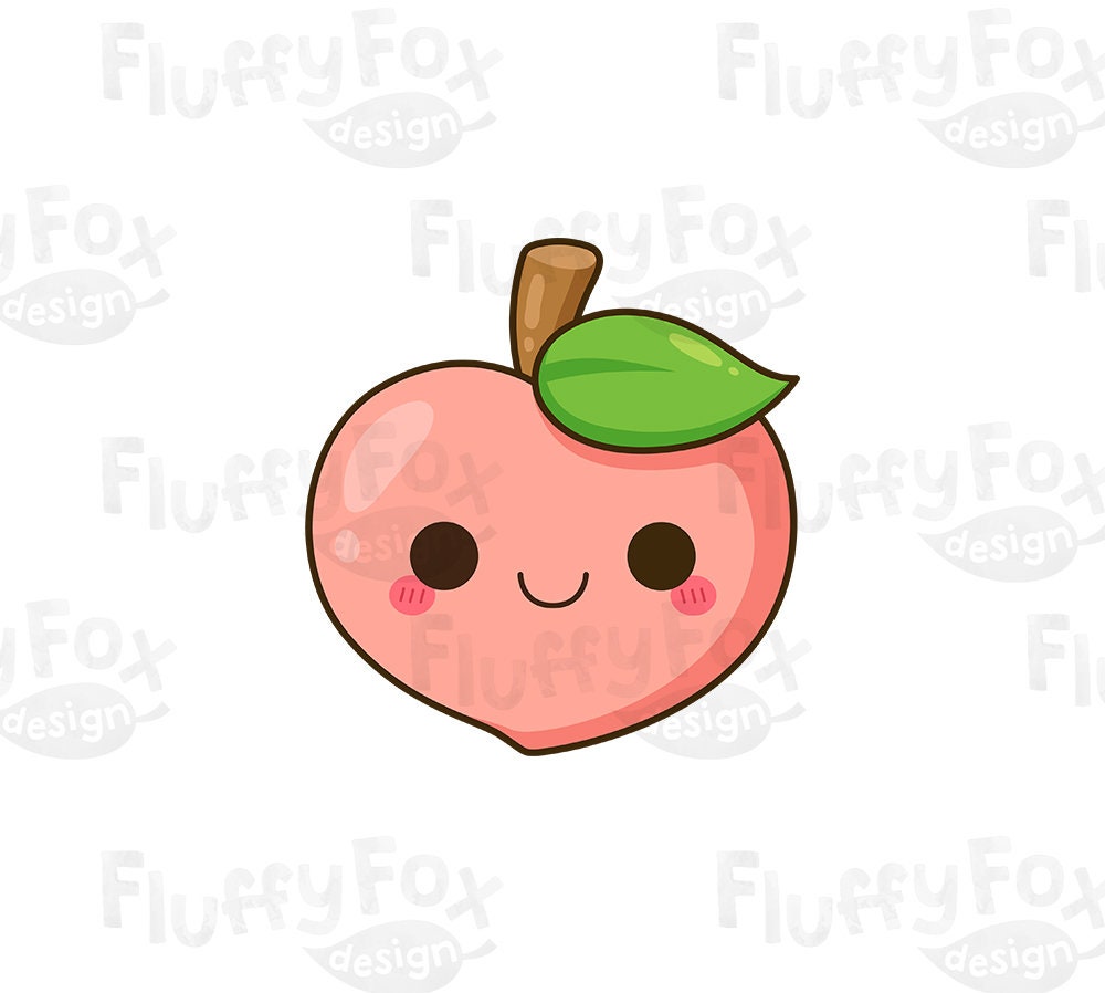 Kawaii Peach Clipart Cute Peaches Faces Clip Art Fruit | Etsy
