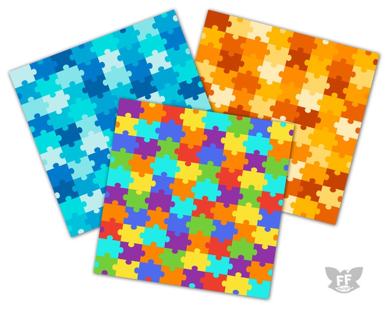 Jigsaw Puzzles Digital Paper Seamless Pattern Colorful | Etsy