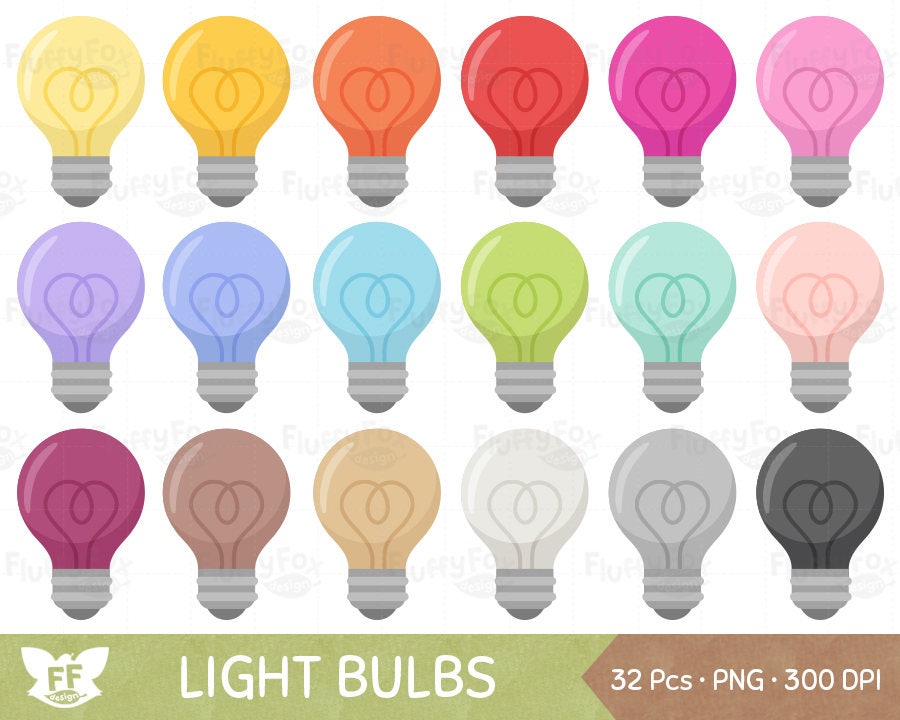 Light Bulb Clipart Lamp Bulbs Clip Art Electricity Electric | Etsy
