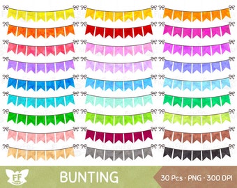 Pastel Rainbow Bunting Flag Clipart Party Banner Clip Art | Etsy