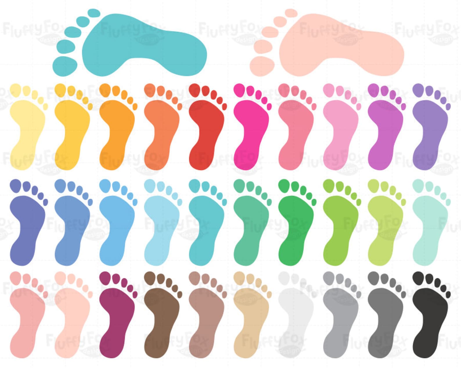 Foot Prints Clipart, Kids Baby Foot-print, Colorful Feet Child Rainbow ...