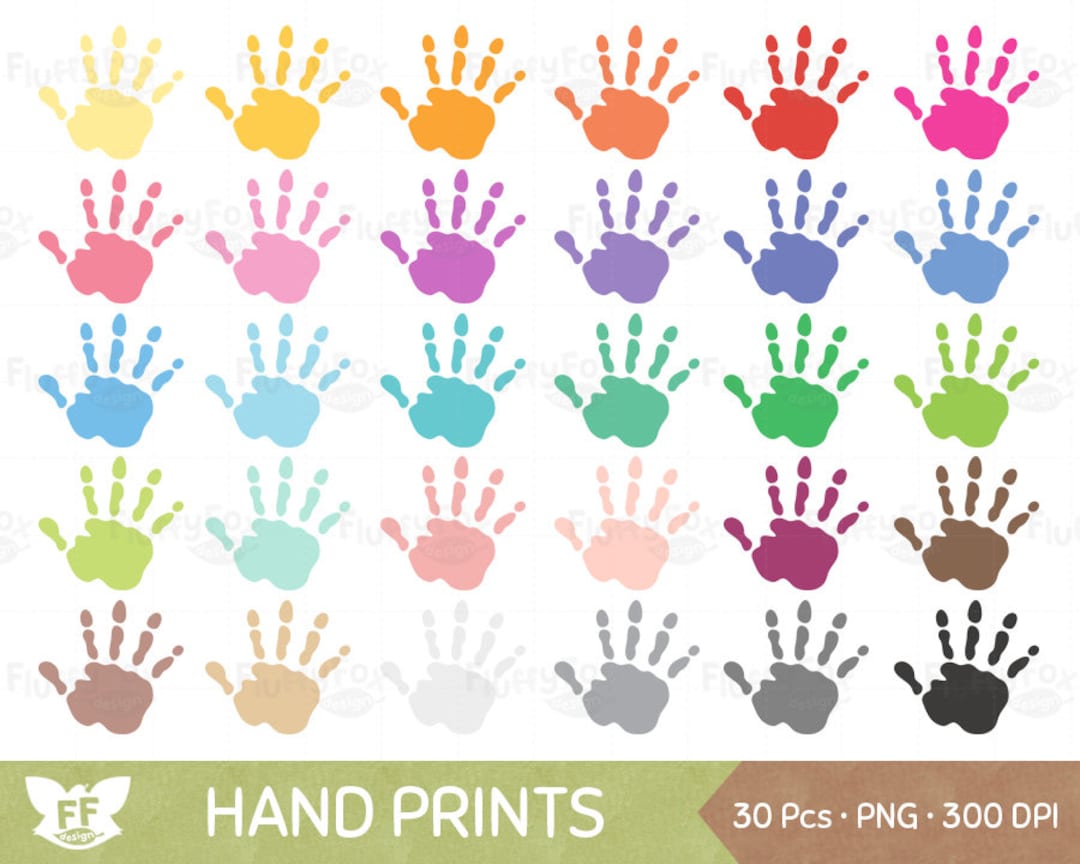 Hand Prints Clipart, Kids Baby Hand Print, Colorful Child Rainbow ...