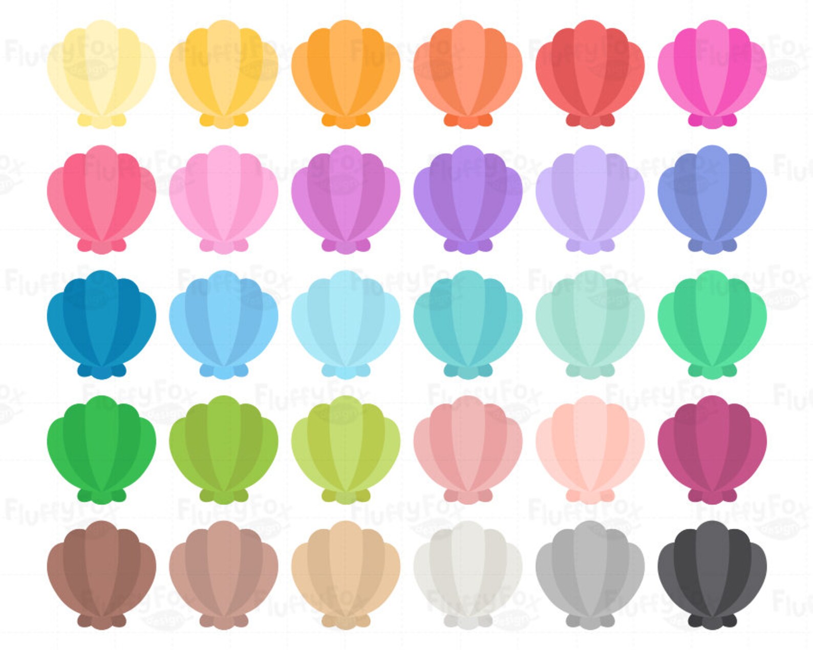 Seashell Clipart Nautical Clip Art Marine Sea Shell Scallop - Etsy