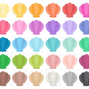 Seashell Clipart, Nautical Clip Art, Marine Sea Shell Scallop Seashells ...