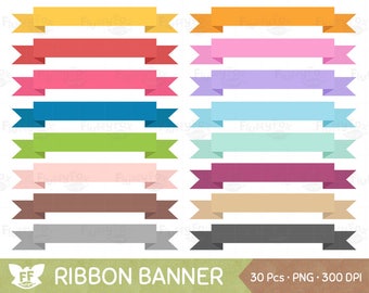 Watercolor Banner Clipart With Outlines 2x8 Printable Label - Etsy