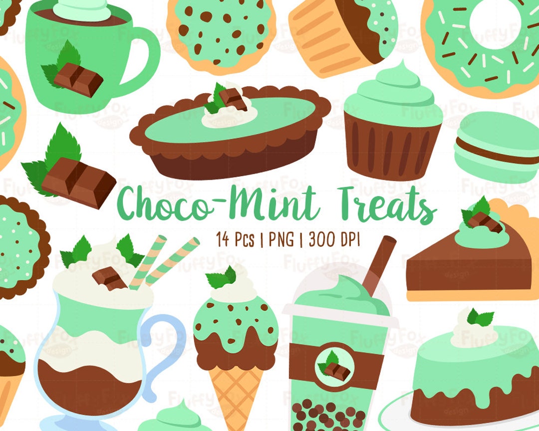 Chocolate Mint Treats Clipart, Choco-mint Dessert Clip Art, Food Snack ...