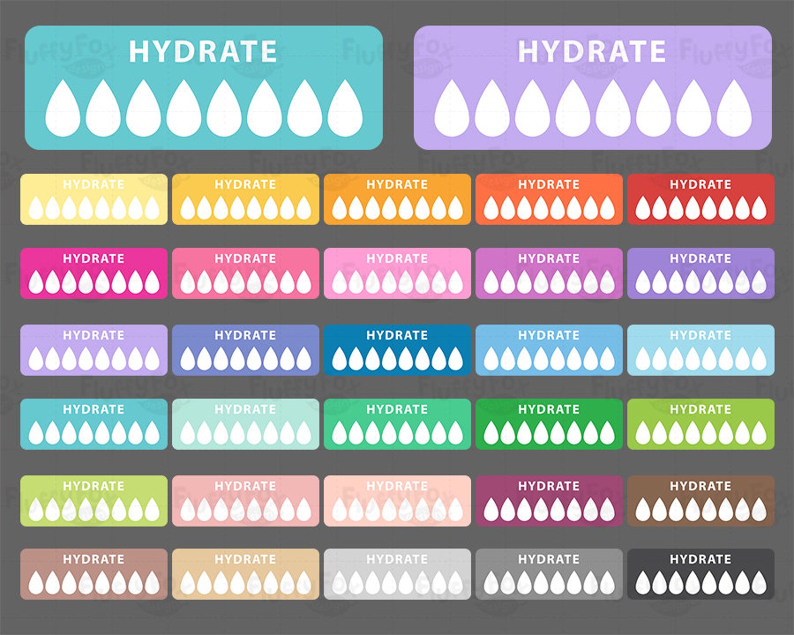 Hydrate Tracker Clipart Hydration Clipart Drink Water Daily | Etsy