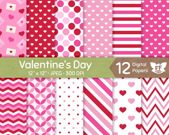 Valentine's Day Digital Paper Valentine Papers Love - Etsy UK