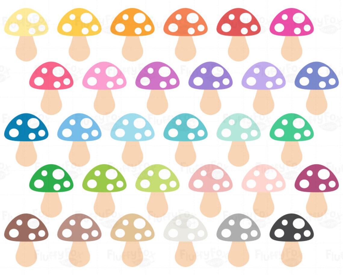 Mushroom Clipart Mushrooms Clip Art Food Forest Autumn Fall | Etsy