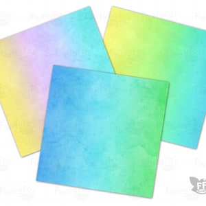 Ombre Watercolor Digital Paper, Soft Three-color Mixed Pastel Calm ...