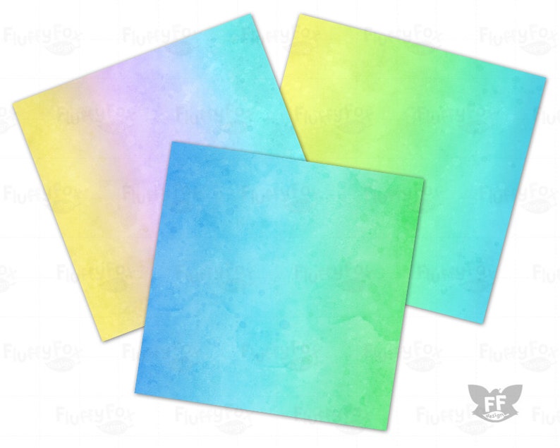 Ombre Watercolor Digital Paper, Soft Three-color Mixed Pastel Calm ...