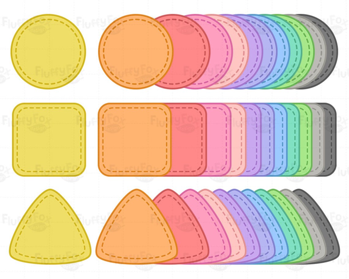 Patched Shapes Clipart, Patches Shape Clip Art, Patch Circle Square ...
