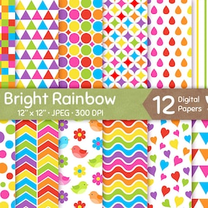 Rainbow Digital Paper Bright Bold Color Papers Seamless - Etsy Australia
