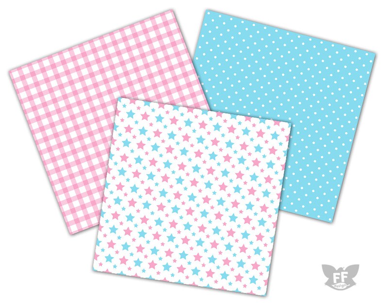 Pastel Pink and Blue Digital Paper Seamless Pattern Tileable - Etsy