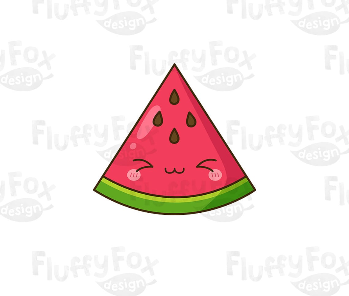 Kawaii Watermelon Slices Clipart Cute Fruit Faces Clip Art - Etsy