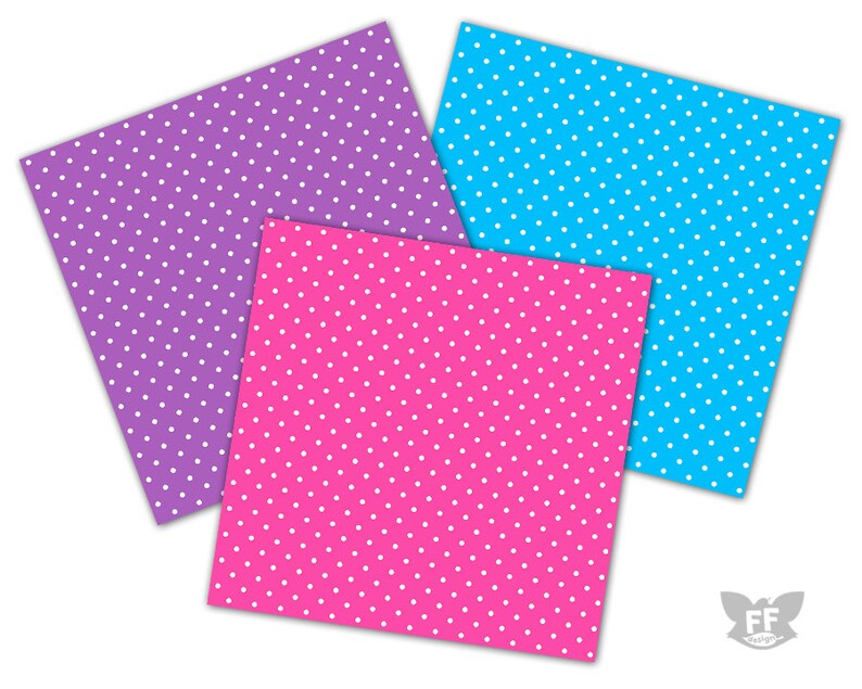 Rainbow Polkadot Digital Paper, Bright Bold Color Multicolor Dots ...