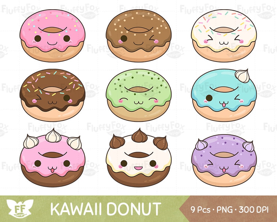 Kawaii Donut Clipart Donut ClipArt Snack Süßigkeiten süße | Etsy